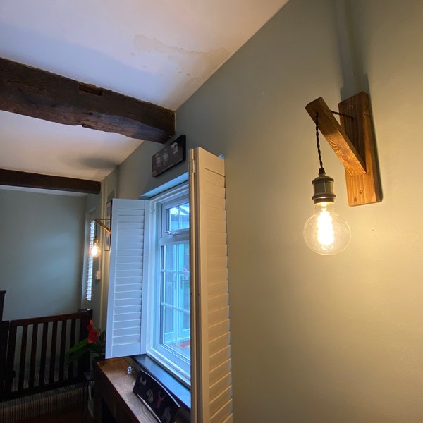 Gallows Bracket Style Wooden Wall Light Fitting - Etsy UK