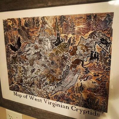 West Virginia Cryptozoology Monster Map - Etsy