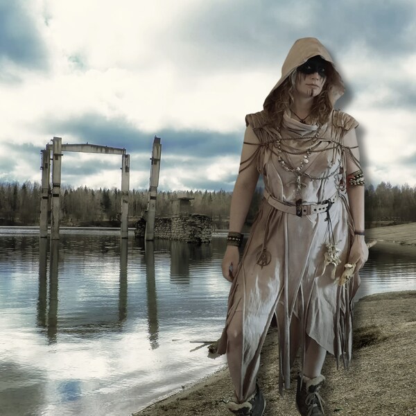 Wasteland Queen Gown - Post Apocalyptic Costume - White Festival Dress ...