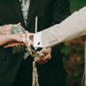 Forest Green & Gold Short Hand Embroidered Handfasting Cord: Pagan ...