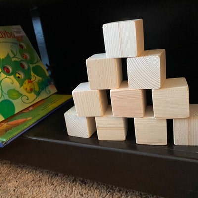 Set of 10 Pine Wooden Blocks 1 1/2 Inch 4 Cm Unfinished Wood Blocks ...