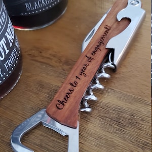 Engraved corkscrew opener Personalized wood bottle opener | Etsy