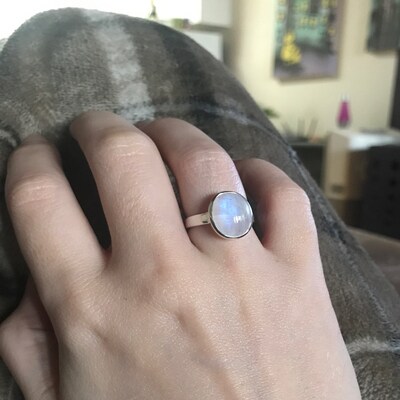 Moonstone Ring, Large Gemstone Oval Statement Ring in Sterling Silver ...