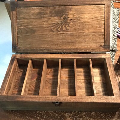 Divided Wooden Pocket Knife Storage Case With 6 Sections Personalized ...