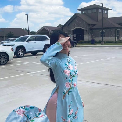 Pink Vietnamese Traditional Ao Dai Long Dress With 3D Flower , Including Pants - Etsy