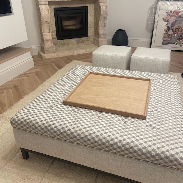 XL Walnut Serving Tray for Footstool Without Handles, Ottoman Storage ...