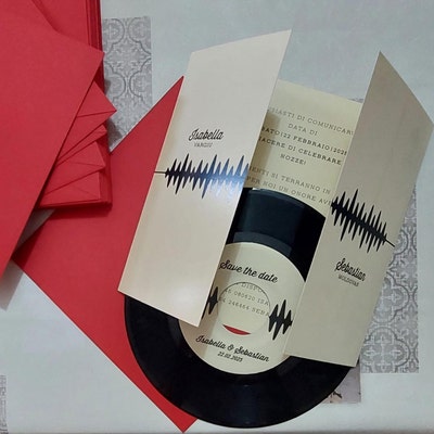 Music Wedding Invitations Made From Real Vinyl With Timeline Custom ...