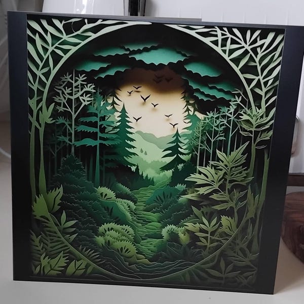Deep Forest Green Horizon Card, 2D Print Greeting UK, Happy Birthday ...