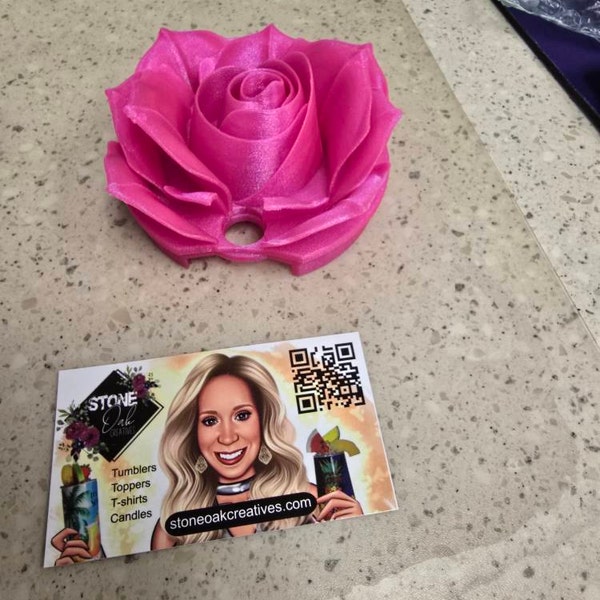 3D Rose Tumbler Topper That Fit the New Rockers Lids, Rose Tumbler ...