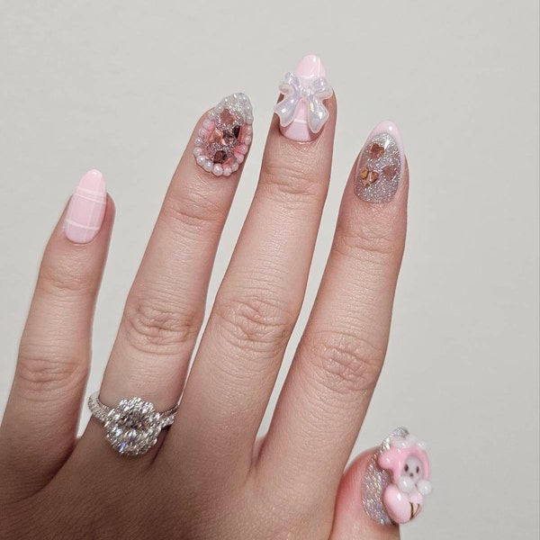 Luxury Press on Nails for Kids || Chibi Kawaii "bunny's Orange Autumn ...