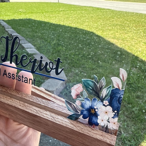 Personalized Desk Name Plate| Daisy Design Office Desk Decor on Clear ...
