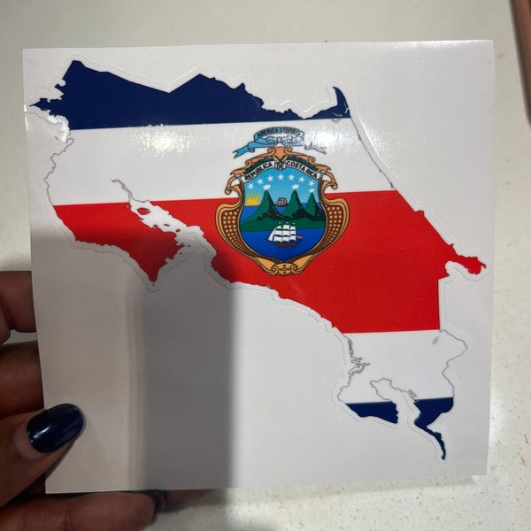 2 Pieces Costa Rica Outline Map Flag Vinyl Decals Stickers Full Color ...