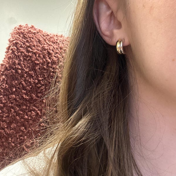 Mixed Metal Earrings, Cartilage Helix Piercing, Rook Piercing, Piercing ...