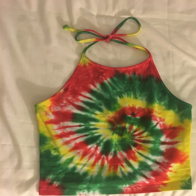 Tiedye Halter Top Rasta Tie Dye Handmade Spiral Tie Dye Etsy