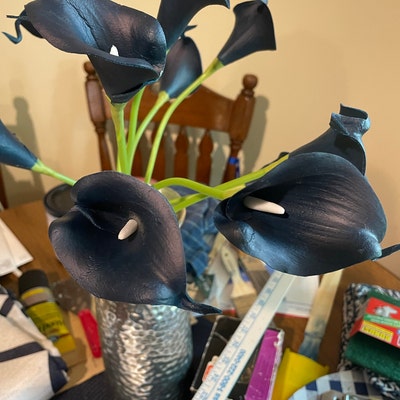 Pack of 20 Long Stem Black Rose With Glitter Trim Centerpiece - Etsy