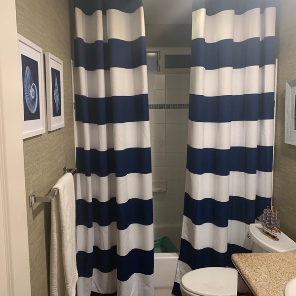 Dark Navy Blue Beach Decor Set of 6 Unframed Coastal Bathroom Etsy Wall ...