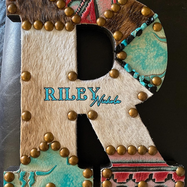 Cowhide Letters 12” - Personalized Western Wall and Shelf Decor *made ...