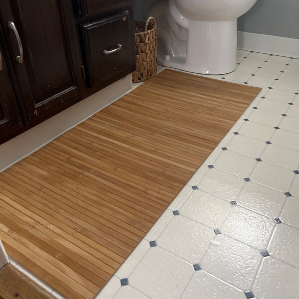 30x30 Inches Wooden Bathroom Mat Floor Shower Rug Natural Must Have ...