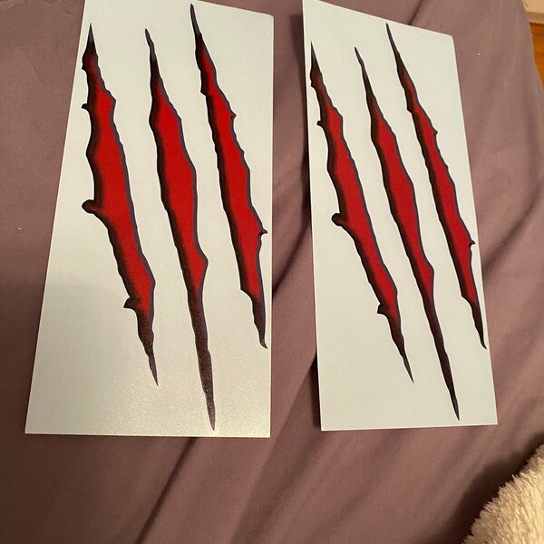 2 RIPPED CLAW Marks 9'' or 13'' Vinyl Sticker Decals Jurassic Dinosaur ...
