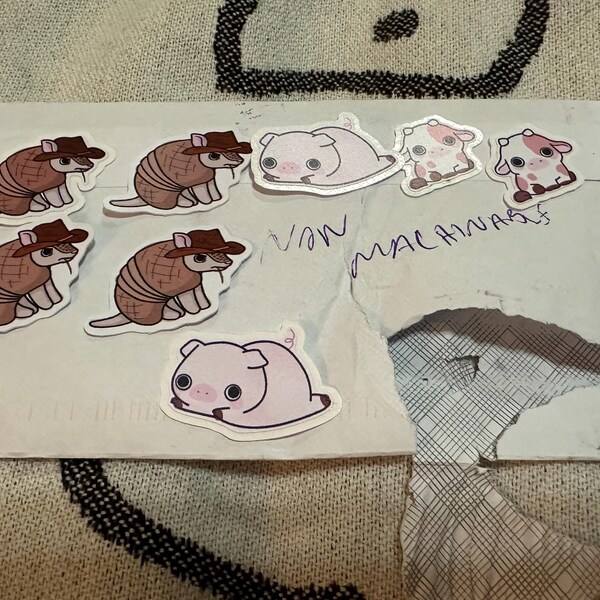 10 Pack Woebegone Animal Mini Sticker Flakes / Cute Funny Frog Cow ...