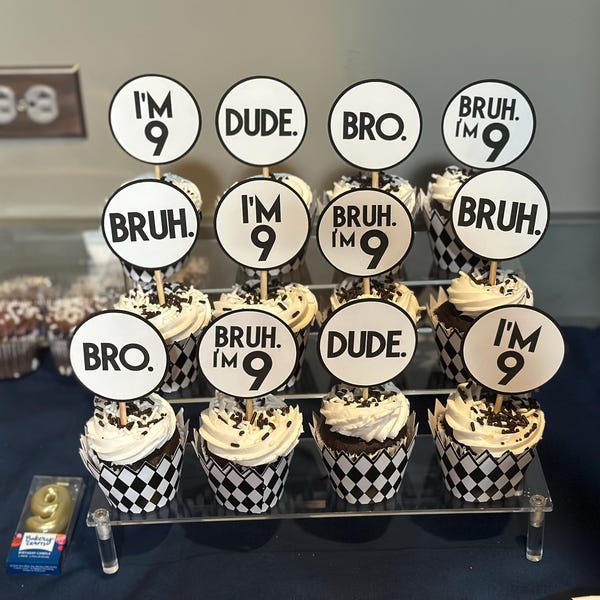 Bruh Bro Dude Cake Topper | Rad Cupcake Picks | Cool Cake Topper ...