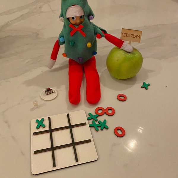 Mini Elf Sign, Elf Tic Tac Toe Board, Elf Game, Interactive Elf Props ...