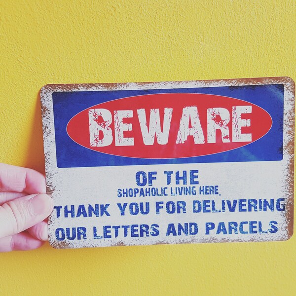 Personalized Beware Sign Any Text Name Vintage Enamel Metal TIN SIGN ...