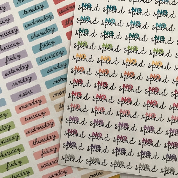 96 No Spend Wording Planner Stickers, Budgeting Planner Stickers, Money ...