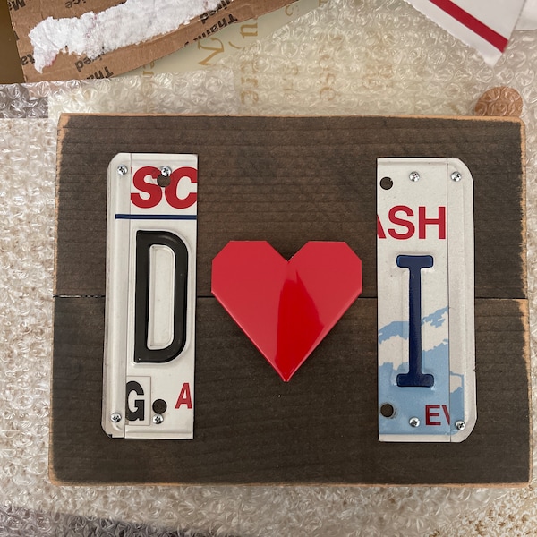 Custom Initials HEART License Plate Sign Unique Anniversary Gift for ...