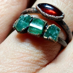 Raw Emerald Ring Copper Electroformed Ring Raw Stone Ring - Etsy