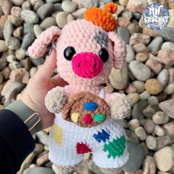 Pig-asso Crochet Pattern: Pun Artist Pig Amigurumi (PDF Pattern) - Etsy