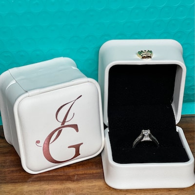 Personalised Luxury PU Leather Ring Box, Square Jewellery Box ...