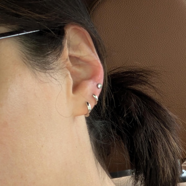 Sterling Silver Multi-hole Hoop Earrings• Minimalist Gold and Silver ...