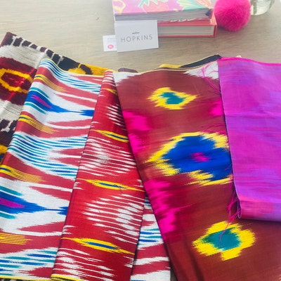 Colorful Silk Ikat Fabric by Meter Natural Upholstery Material for ...