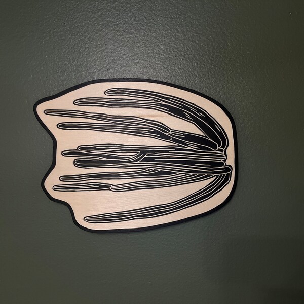 Frowning Moon Woodcut Wall Hanging - Etsy