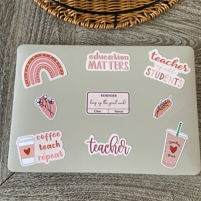 Boho TEACHER Sticker Pack Education Aesthetic Water Resistant Vinyl ...