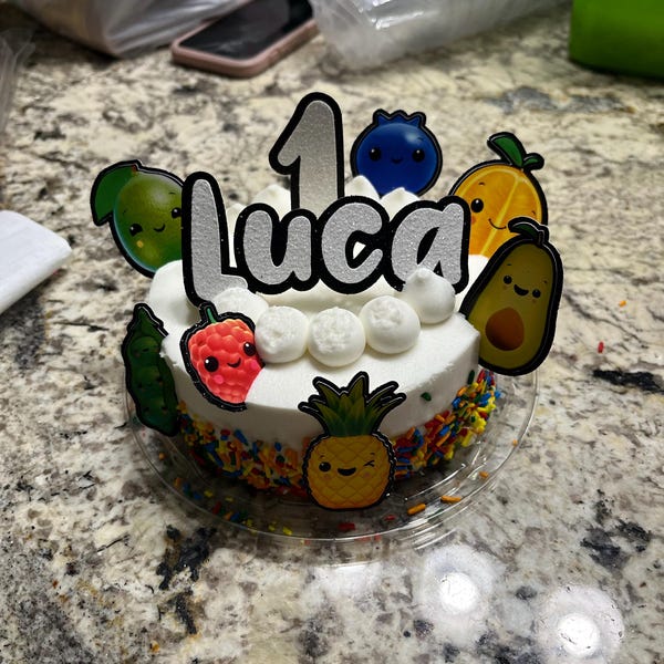 Hey Bear Dancing Fruit Cake Topper Bundle - Personalise Name/age - Etsy UK