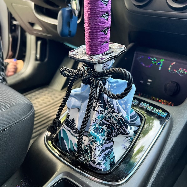 Blue Flowy Big Japanese Wave Shift Boot OR Handbrake Boot Cover ...