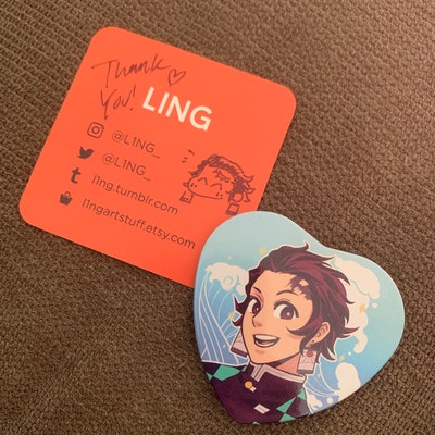 Demon Anime Heart Shaped Buttons - Etsy