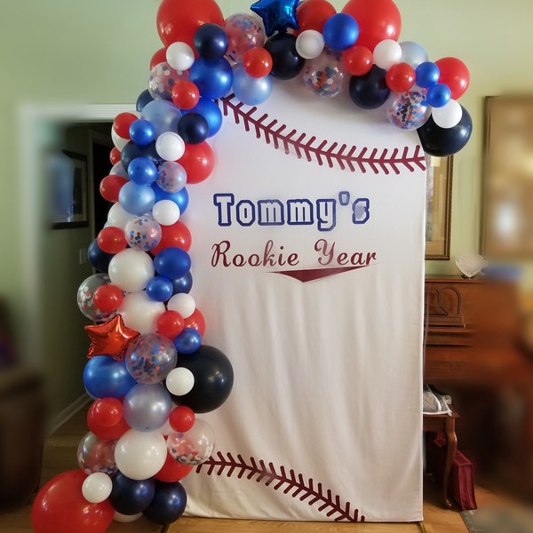 Baseball Arch Backdrop Cover Stand Rookie Year Birthday Baby Boy Arched ...