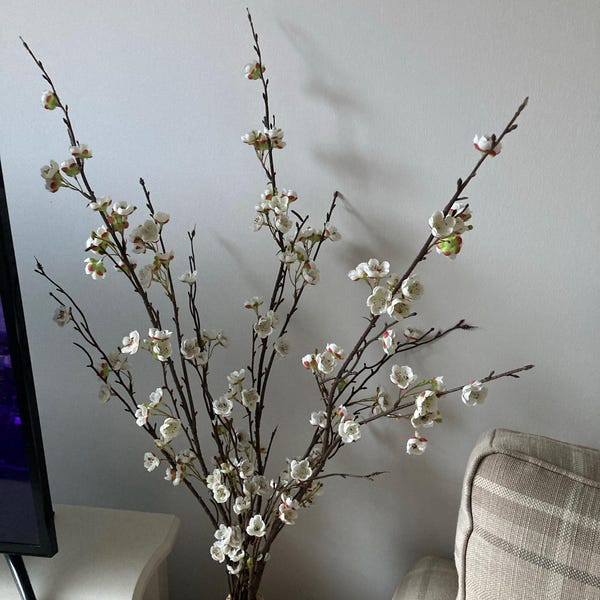 130cm Tall White Cherry Blossoms, Faux Blossoms, Artificial Blossoms ...