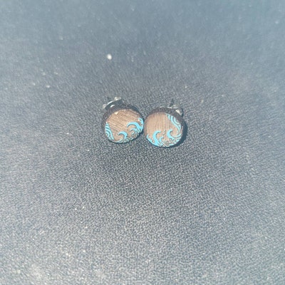 Tree Wooden Stud Earrings, Tree Earrings, Dark, Brown, Black Wood, Mens ...