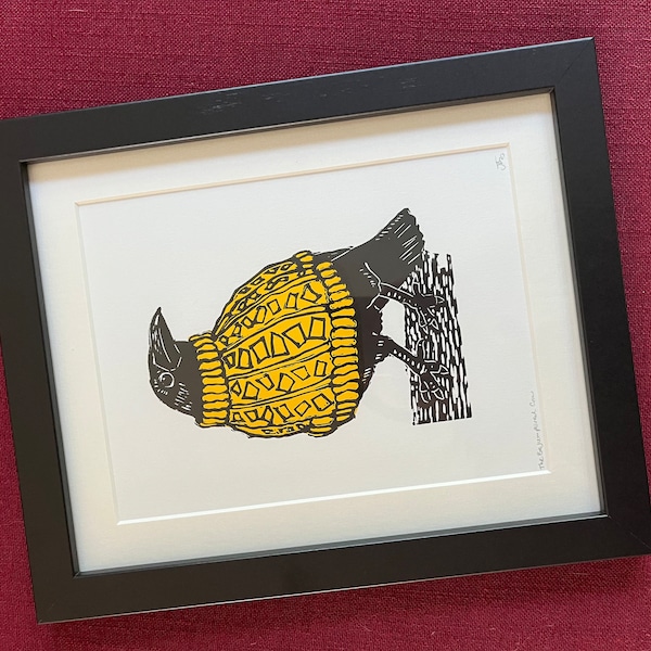 Crow Wearing a Mustard Yellow Jumper - Handmade Linocut Bird Art Print ...