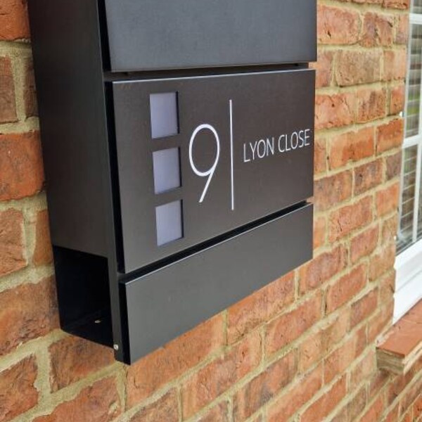 Contemporary Postbox, Personalised Post Box, Lockable Post Box, Grey ...