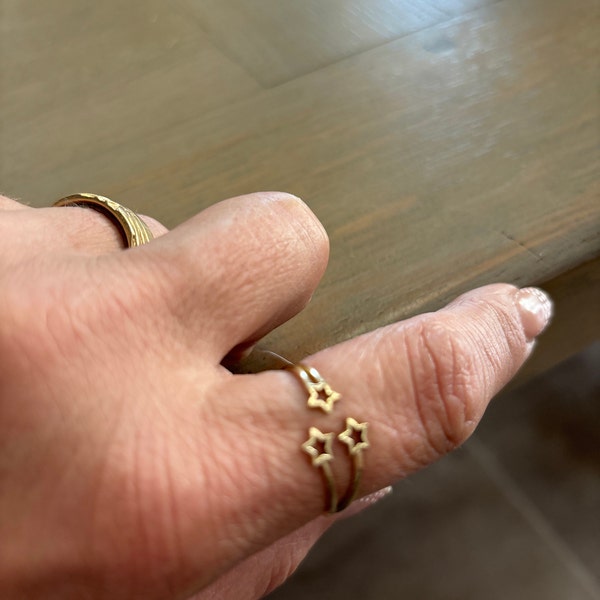 Open Star Ring, Star Stacking Ring, Minimalist Dainty Ring, Thin ...