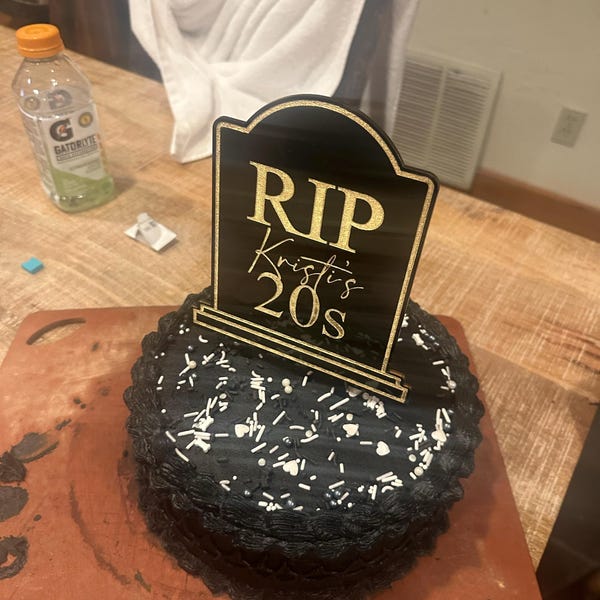 RIP 20s Tombstone Birthday Cake Topper, Funny Birthday Decoration, 30s ...