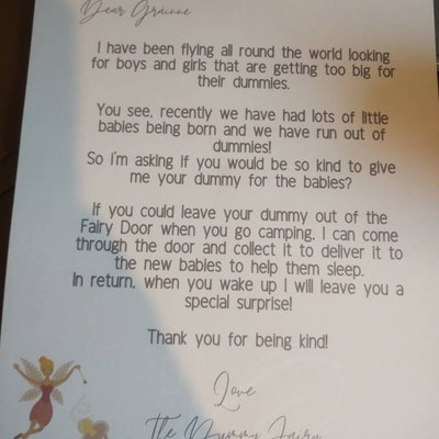 Personalised Dummy Fairy Letter, A4 Size, Printed on 300gsm Matte Card ...