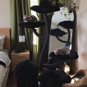 EDEN Wood Floral Cat Tree Tower, Wooden Cat Tower, Modern Cat Climbing ...