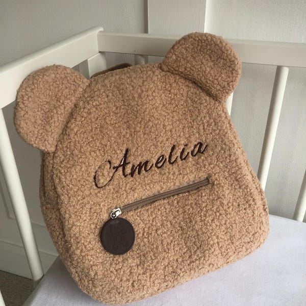 Teddy Bear Backpack Toddler Backpack, Custom Name Backpack Embroidered ...