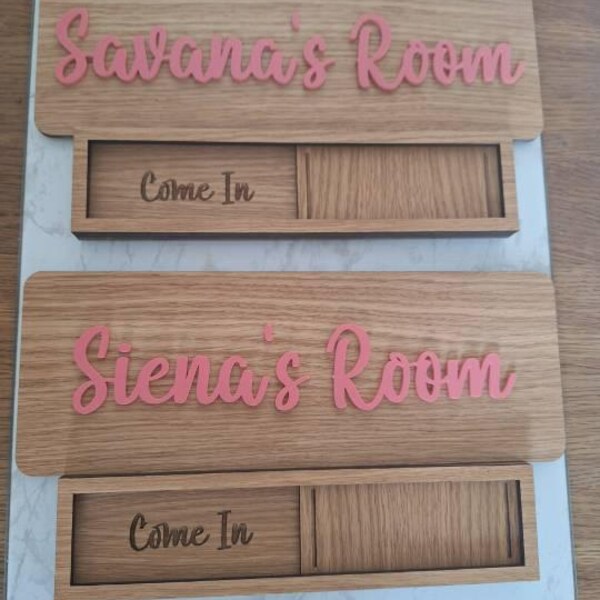 Personalised Bedroom Door Sign, Sliding Door Sign, Name Plaque, Wood ...